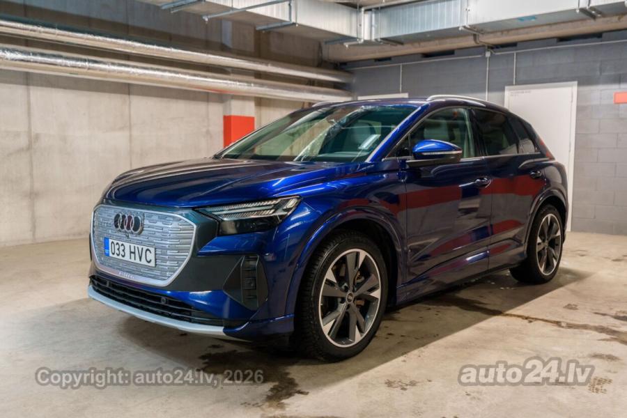 Zils Audi Q4 e-tron 2021 Tallina, ar dzinēja tilpumu 0.00 L un nobraukumu 91 tūkst. km par 32000 €, foto 1 vietnē AUTOMOTO.COM.LV