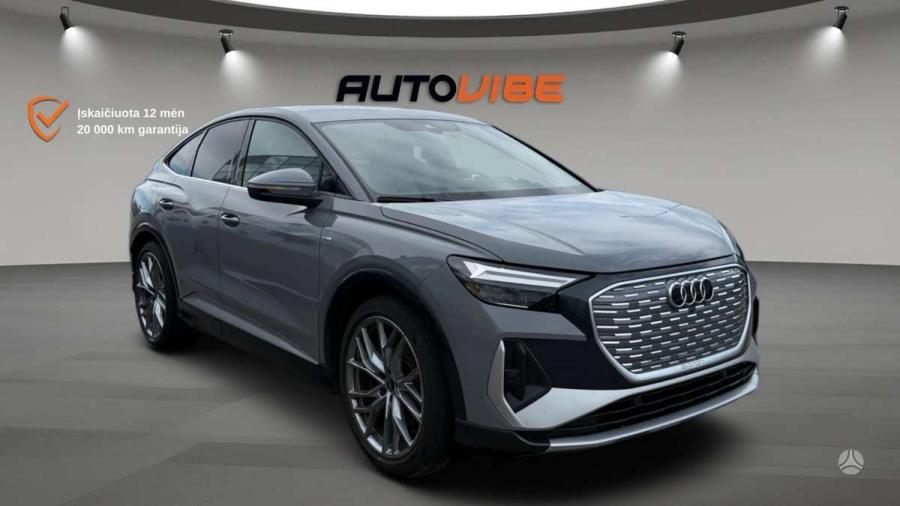 Grey Audi Q4 e-tron 2022 in Vilnius, with an engine capacity of 0.00 L and mileage of 63 thousand km for 33777 €, photo 4 on AUTOMOTO.COM.LV