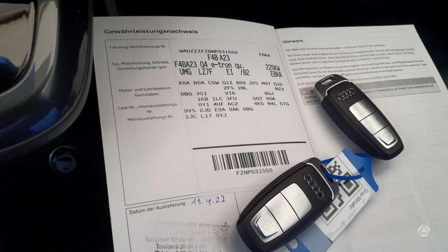 Grey Audi Q4 e-tron 2022 in Vilnius, with an engine capacity of 0.00 L and mileage of 73 thousand km for 36111 €, photo 8 on AUTOMOTO.COM.LV