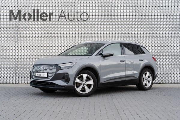 Pelēks Audi Q4 e-tron 2022 Mārupe, ar dzinēja tilpumu 0.00 L un nobraukumu 43 tūkst. km par 26900 €, foto 1 vietnē AUTOMOTO.COM.LV