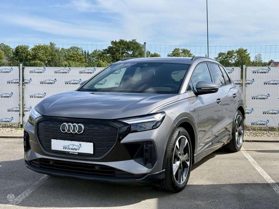 Grey Audi Q4 e-tron 2023 in Vilnius, with an engine capacity of 0.00 L and mileage of 115 thousand km for 29400 €, photo 1 on AUTOMOTO.COM.LV