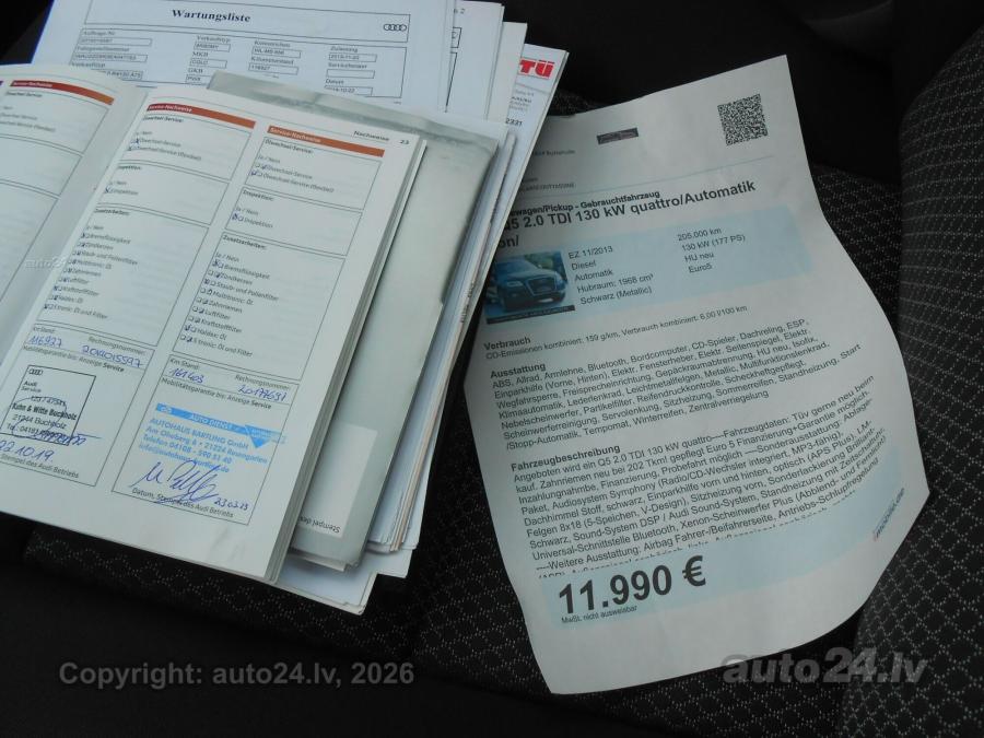 Black Audi Q5 2013 in Viljandi, with an engine capacity of 2.00 L and mileage of 206 thousand km for 11990 €, photo 15 on AUTOMOTO.COM.LV