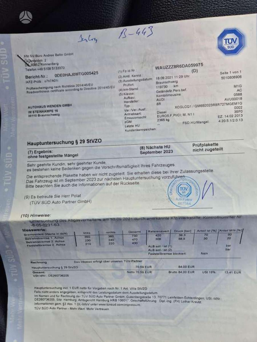 Черный Ауди Ку 5 2013 в Юрбаркас, объемом двигателя 1.97 л и пробегом 182 тыс. км за 12750 €, фото 21 на AUTOMOTO.COM.LV