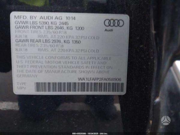 Black Audi Q5 2015 in Klaipeda, with an engine capacity of 1.98 L and mileage of 131 thousand km for 5300 €, photo 9 on AUTOMOTO.COM.LV