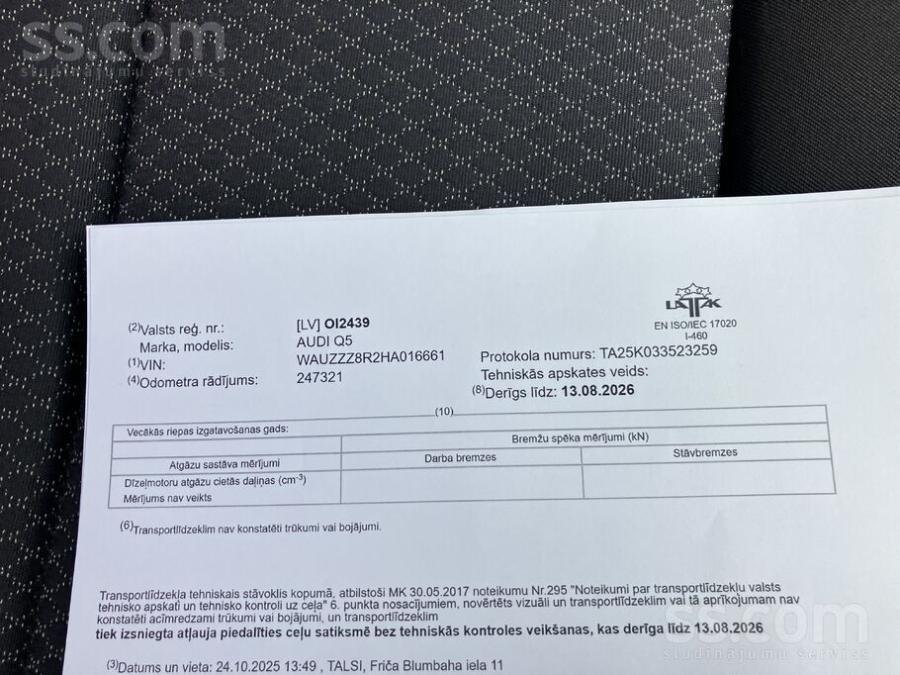 Черный Ауди Ку 5 2016 в Талси, объемом двигателя 2.00 л и пробегом 247 тыс. км за 13999 €, фото 23 на AUTOMOTO.COM.LV