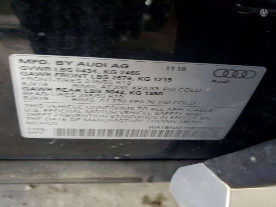 Черный Ауди Ку 5 2018 в Вильнюс, объемом двигателя 1.98 л и пробегом 146 тыс. км за 13068 €, фото 14 на AUTOMOTO.COM.LV