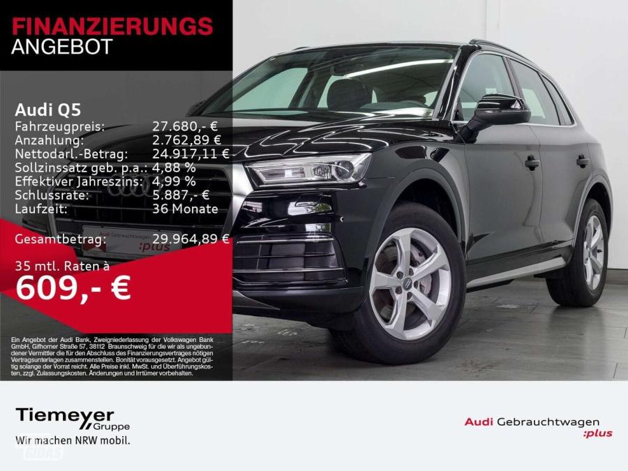 Melns Audi Q5 2019 Kauņa, ar dzinēja tilpumu 2.00 L un nobraukumu 52 tūkst. km par 30789 €, foto 1 vietnē AUTOMOTO.COM.LV
