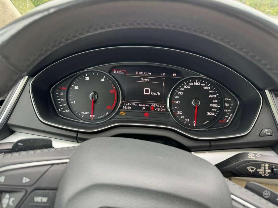 Black Audi Q5 2019 in Vilnius, with an engine capacity of 1.97 L and mileage of 124 thousand km for 23350 €, photo 13 on AUTOMOTO.COM.LV