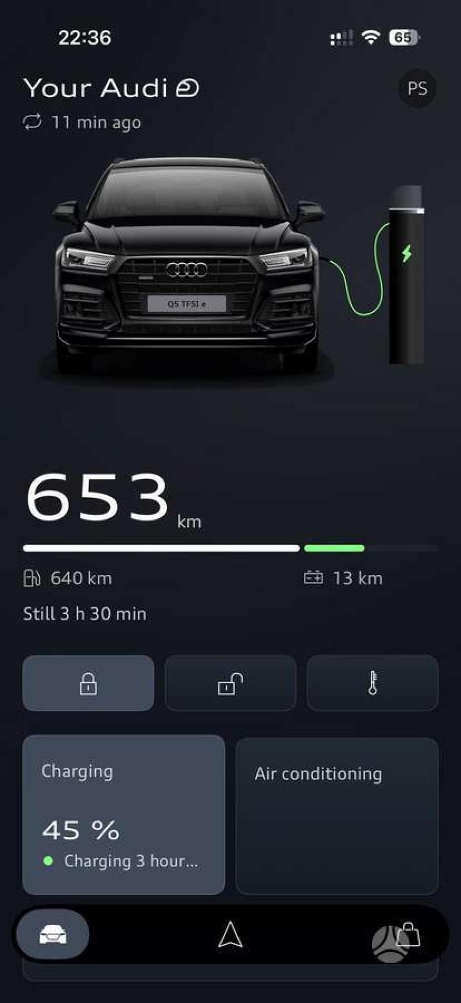 Black Audi Q5 2020 in Vilnius, with an engine capacity of 1.98 L and mileage of 217 thousand km for 22500 €, photo 19 on AUTOMOTO.COM.LV