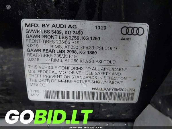 Black Audi Q5 2021 in Siauliai, with an engine capacity of 1.98 L and mileage of 96 thousand km for 19800 €, photo 9 on AUTOMOTO.COM.LV