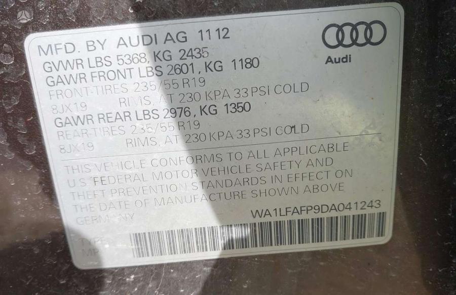 Brown Audi Q5 2013 in Vilnius, with an engine capacity of 1.98 L and mileage of 225 thousand km for 5900 €, photo 22 on AUTOMOTO.COM.LV
