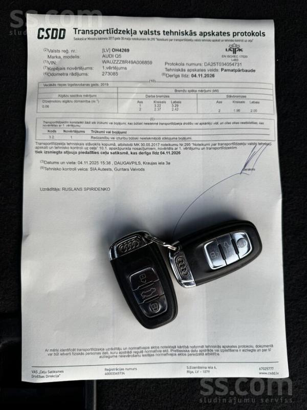 Audi Q5 2008 in Daugavpils, with an engine capacity of 3.00 L and mileage of 275 thousand km for 9100 €, photo 7 on AUTOMOTO.COM.LV