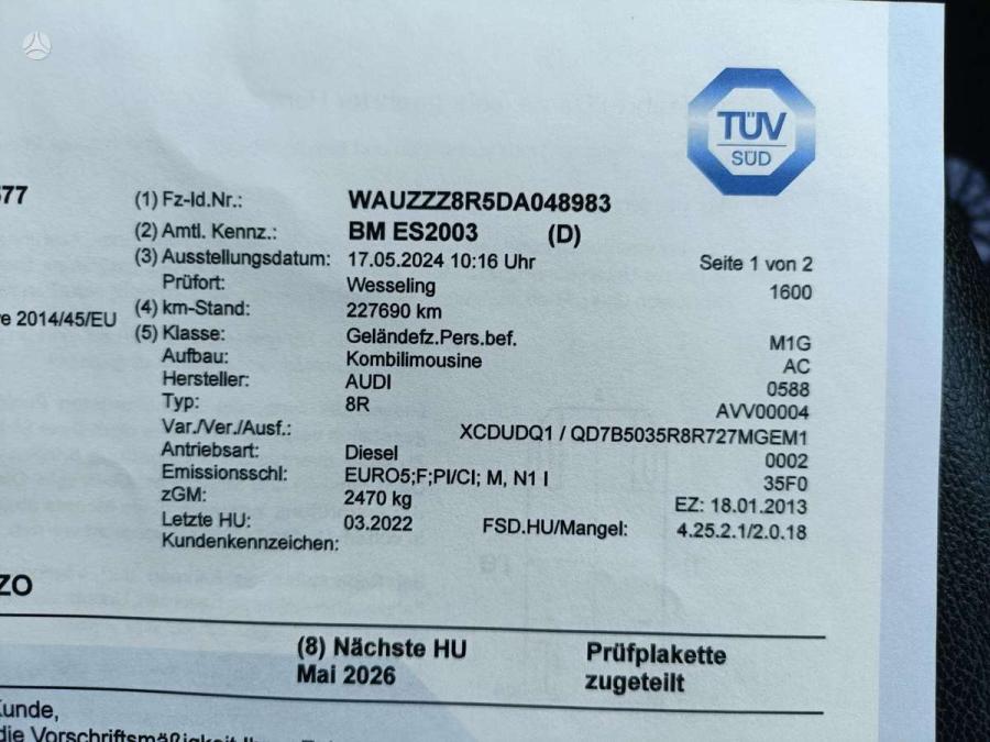 Audi Q5 2013 Viļņa, ar dzinēja tilpumu 2.97 L un nobraukumu 268 tūkst. km par 11399 €, foto 25 vietnē AUTOMOTO.COM.LV