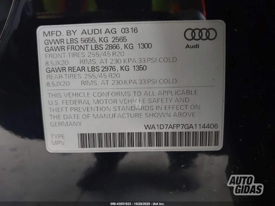 Audi Q5 2016 in Kaunas, with an engine capacity of 3.00 L and mileage of 110 thousand km for 12500 €, photo 13 on AUTOMOTO.COM.LV