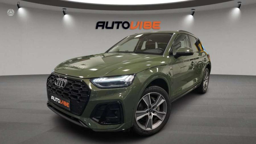 Green Audi Q5 2021 in Vilnius, with an engine capacity of 2.00 L and mileage of 121 thousand km for 36666 €, photo 2 on AUTOMOTO.COM.LV