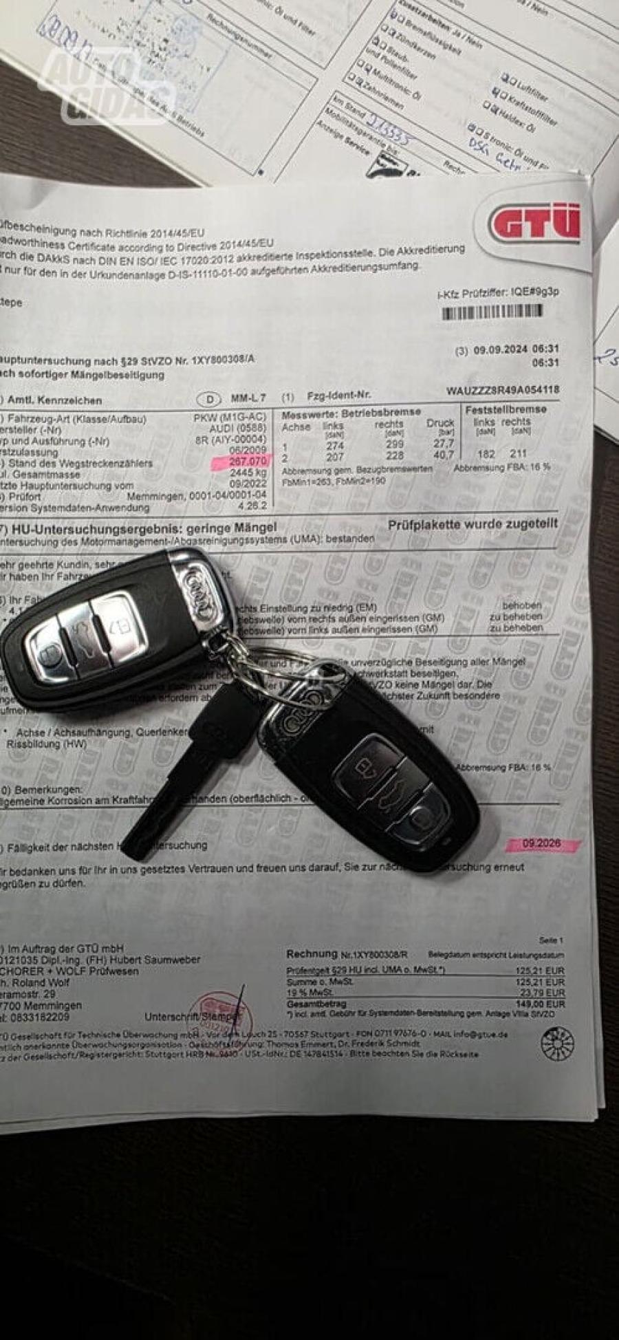 Pelēks Audi Q5 2009 Šauļi, ar dzinēja tilpumu 3.00 L un nobraukumu 280 tūkst. km par 7950 €, foto 27 vietnē AUTOMOTO.COM.LV