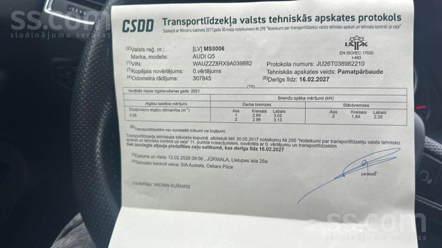 Серый Ауди Ку 5 2009 в Юрмала, объемом двигателя 3.00 л и пробегом 307 тыс. км за 10300 €, фото 7 на AUTOMOTO.COM.LV