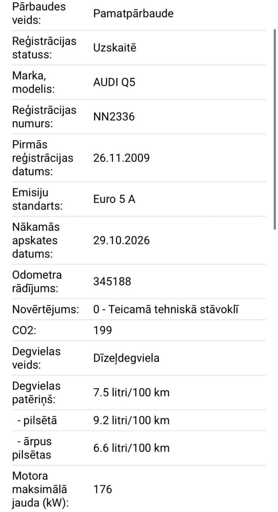 Grey Audi Q5 2009 in Riga, with an engine capacity of 3.00 L and mileage of 356 thousand km for 8600 €, photo 30 on AUTOMOTO.COM.LV