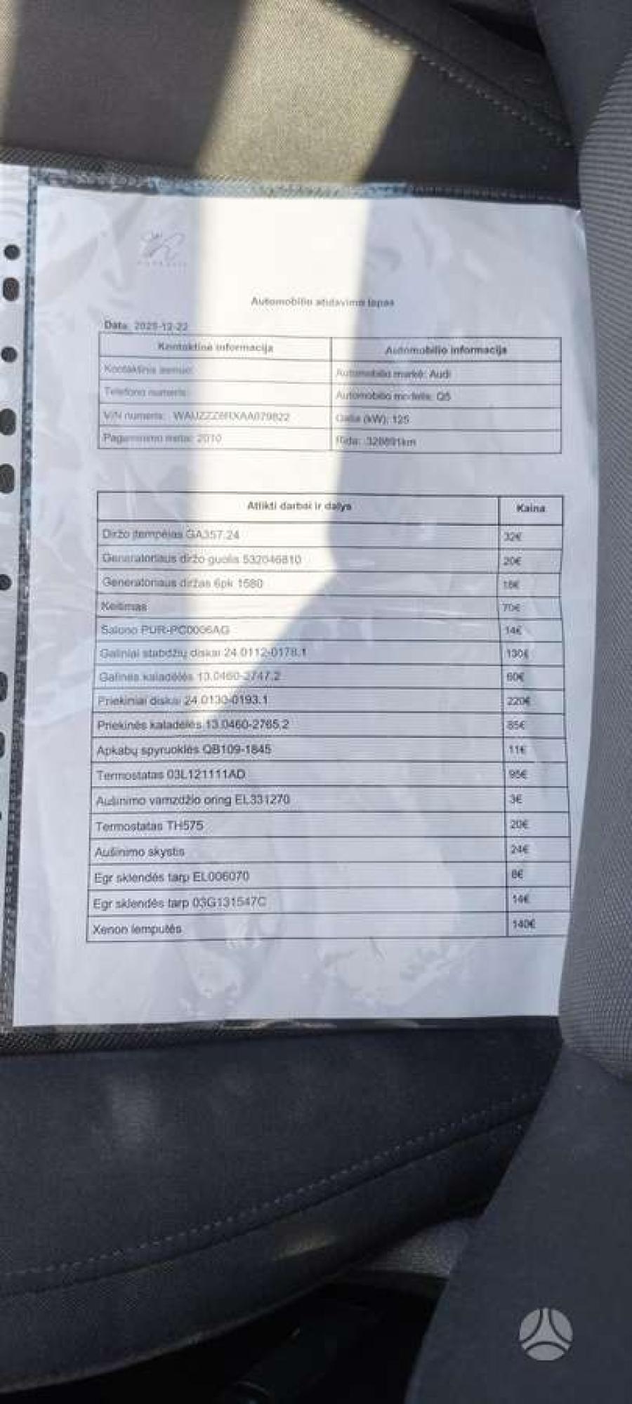 Серый Ауди Ку 5 2010 в Каунас, объемом двигателя 2.00 л и пробегом 336 тыс. км за 7499 €, фото 29 на AUTOMOTO.COM.LV