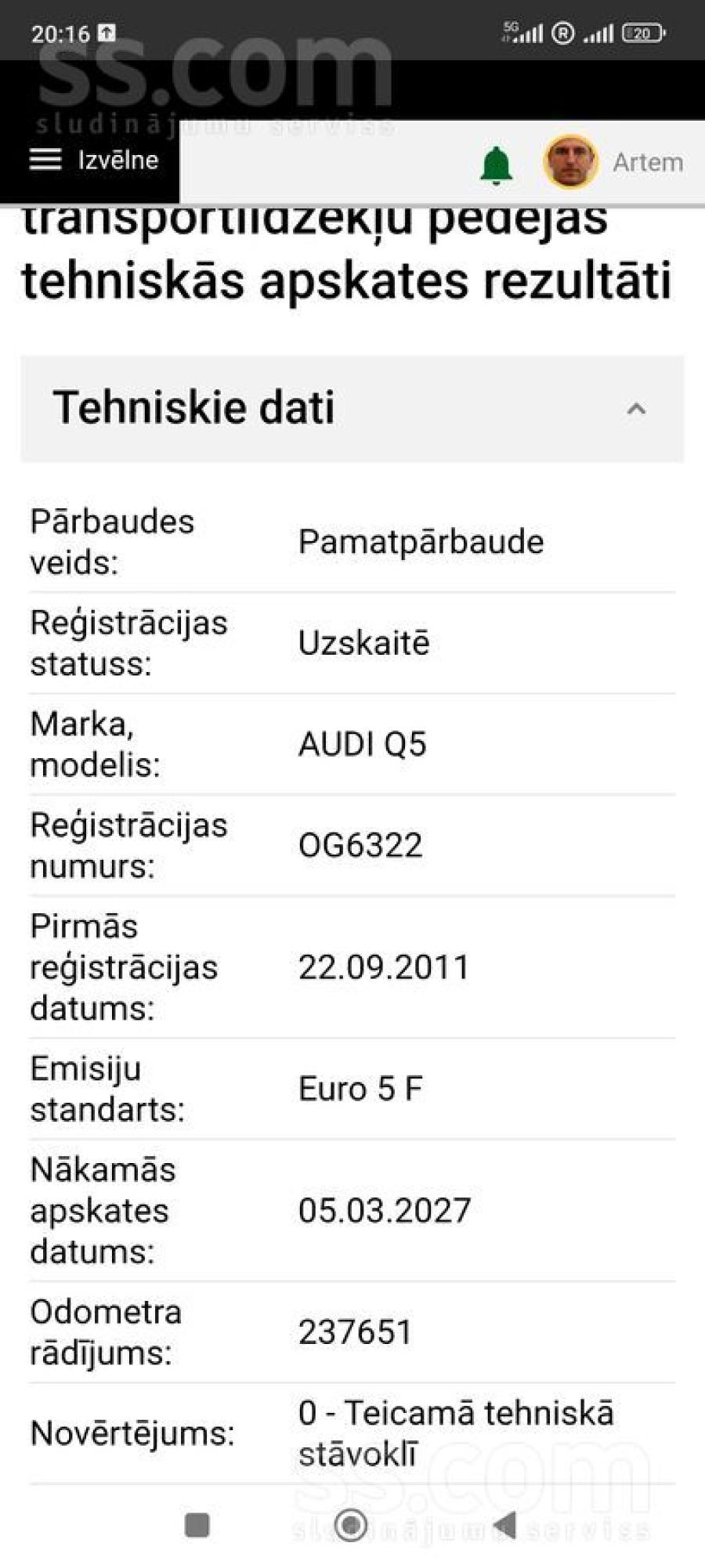 Grey Audi Q5 2011 in Riga, with an engine capacity of 2.00 L and mileage of 240 thousand km for 7000 €, photo 19 on AUTOMOTO.COM.LV