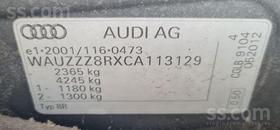 Grey Audi Q5 2012 in Riga, with an engine capacity of 2.00 L and mileage of 234 thousand km for 11500 €, photo 23 on AUTOMOTO.COM.LV