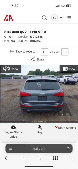 Grey Audi Q5 2016 in Vilnius, with an engine capacity of 2.00 L and mileage of 139 thousand km for 8200 €, photo 8 on AUTOMOTO.COM.LV