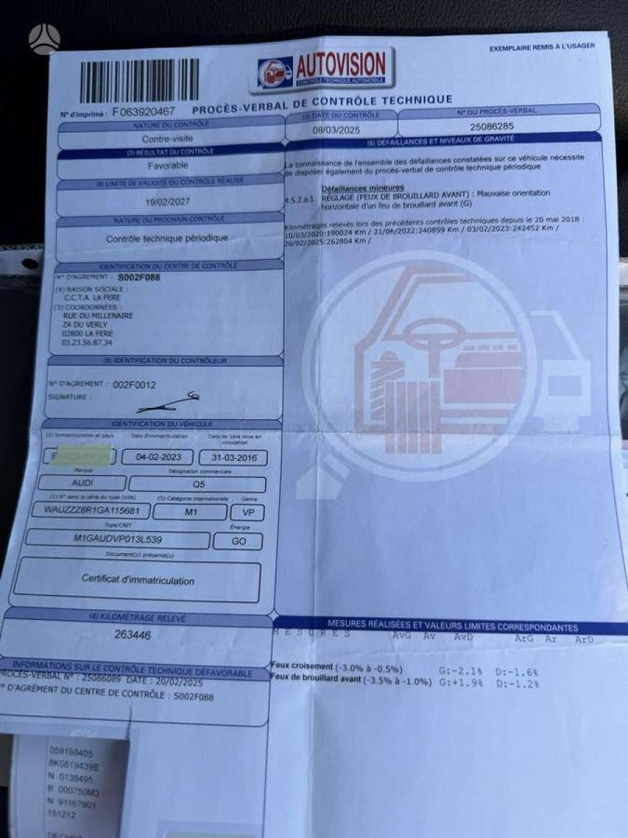 Серый Ауди Ку 5 2016 в Каунас, объемом двигателя 2.97 л и пробегом 270 тыс. км за 13900 €, фото 18 на AUTOMOTO.COM.LV