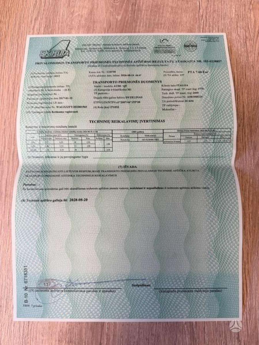Серый Ауди Ку 5 2017 в Бирштонас, объемом двигателя 1.97 л и пробегом 270 тыс. км за 15750 €, фото 42 на AUTOMOTO.COM.LV