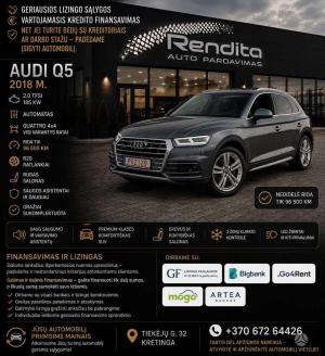 Grey Audi Q5 2018 in Kretinga, with an engine capacity of 1.98 L and mileage of 97 thousand km for 21999 €, photo 44 on AUTOMOTO.COM.LV