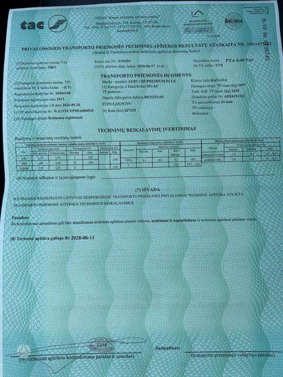 Белый Ауди Ку 5 2013 в Каунас, объемом двигателя 1.98 л и пробегом 207 тыс. км за 9300 €, фото 35 на AUTOMOTO.COM.LV