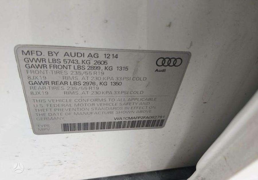 Balts Audi Q5 2015 Viļņa, ar dzinēja tilpumu 2.97 L un nobraukumu 327 tūkst. km par 7630 €, foto 12 vietnē AUTOMOTO.COM.LV