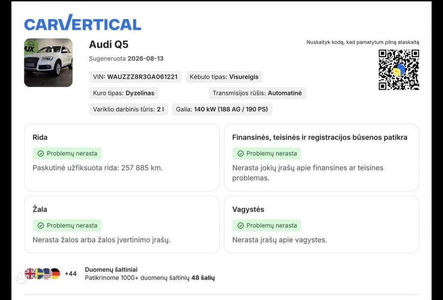 White Audi Q5 2016 in Jonava, with an engine capacity of 1.97 L and mileage of 260 thousand km for 12750 €, photo 24 on AUTOMOTO.COM.LV