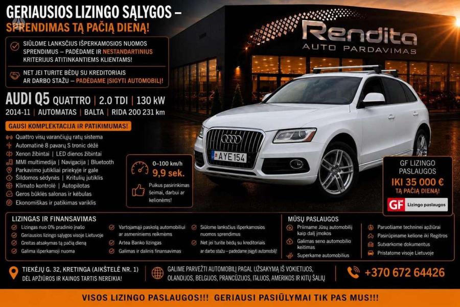 Balts Audi Q5 2016 Kretinga, ar dzinēja tilpumu 1.98 L un nobraukumu 196 tūkst. km par 12499 €, foto 39 vietnē AUTOMOTO.COM.LV