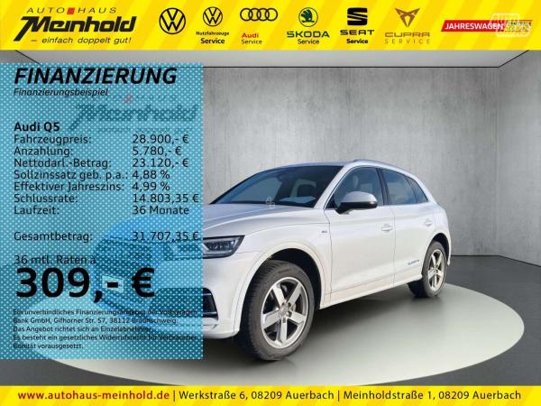 Balts Audi Q5 2019 Kauņa, ar dzinēja tilpumu 2.00 L un nobraukumu 79 tūkst. km par 31567 €, foto 1 vietnē AUTOMOTO.COM.LV