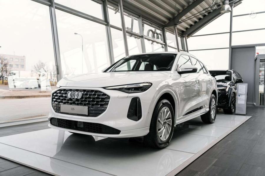 White Audi Q5 2026 in Klaipeda, with an engine capacity of 1.98 L and mileage of 0 thousand km for 55978 €, photo 1 on AUTOMOTO.COM.LV