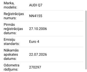 Черный Ауди Ку 7 2006 в Рига, объемом двигателя 3.00 л и пробегом 271 тыс. км за 4990 €, фото 29 на AUTOMOTO.COM.LV
