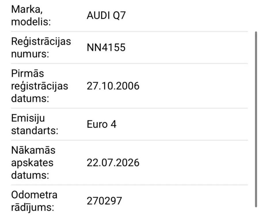 Черный Ауди Ку 7 2006 в Рига, объемом двигателя 3.00 л и пробегом 271 тыс. км за 4990 €, фото 29 на AUTOMOTO.COM.LV