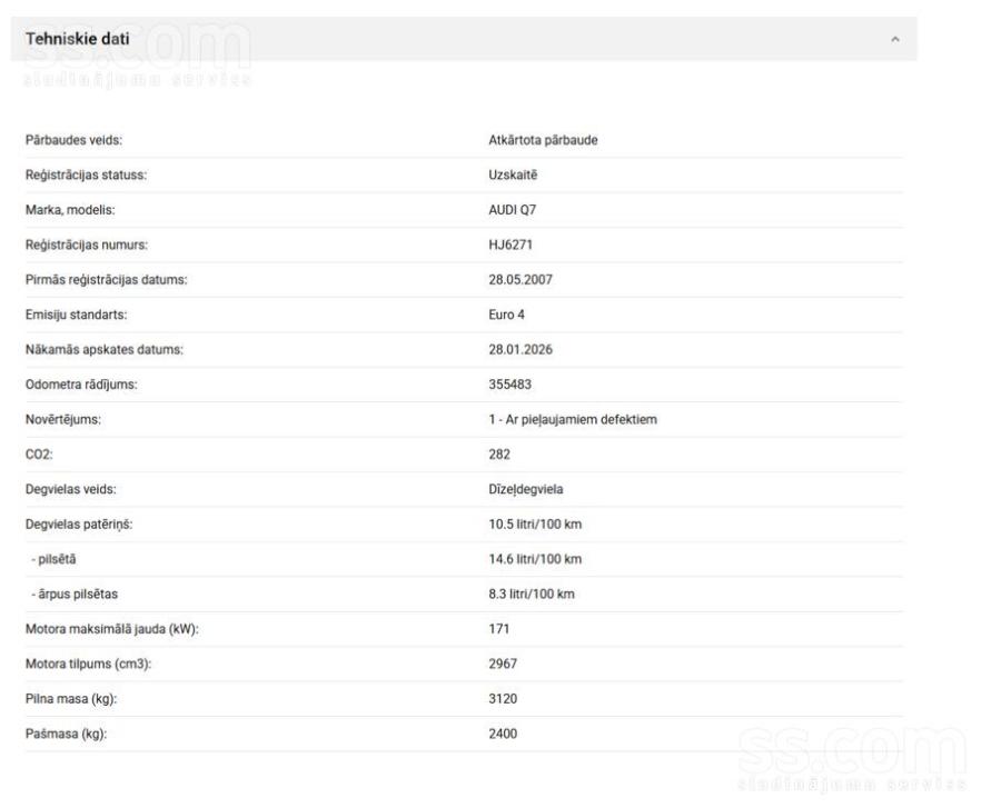 Melns Audi Q7 2007 Rīga, ar dzinēja tilpumu 3.00 L un nobraukumu 360 tūkst. km par 2500 €, foto 14 vietnē AUTOMOTO.COM.LV