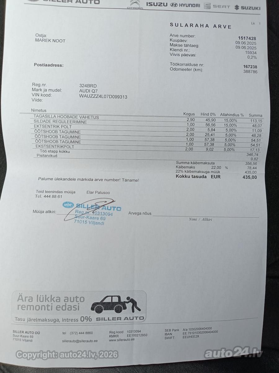 Черный Ауди Ку 7 2007 в Таллин, объемом двигателя 3.00 л и пробегом 413 тыс. км за 8500 €, фото 20 на AUTOMOTO.COM.LV