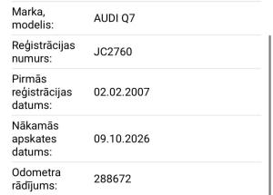 Black Audi Q7 2007 in Riga, with an engine capacity of 3.00 L and mileage of 289 thousand km for 6590 €, photo 34 on AUTOMOTO.COM.LV