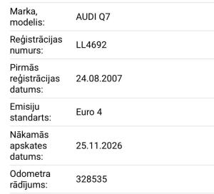 Melns Audi Q7 2007 Rīga, ar dzinēja tilpumu 3.00 L un nobraukumu 329 tūkst. km par 6990 €, foto 35 vietnē AUTOMOTO.COM.LV