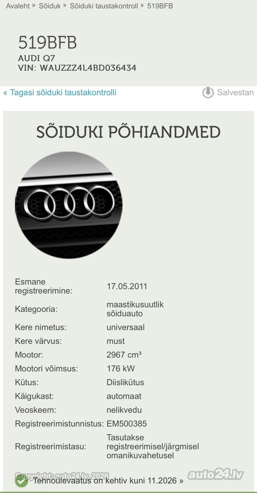 Melns Audi Q7 2011 Tartu, ar dzinēja tilpumu 3.00 L un nobraukumu 370 tūkst. km par 9990 €, foto 28 vietnē AUTOMOTO.COM.LV