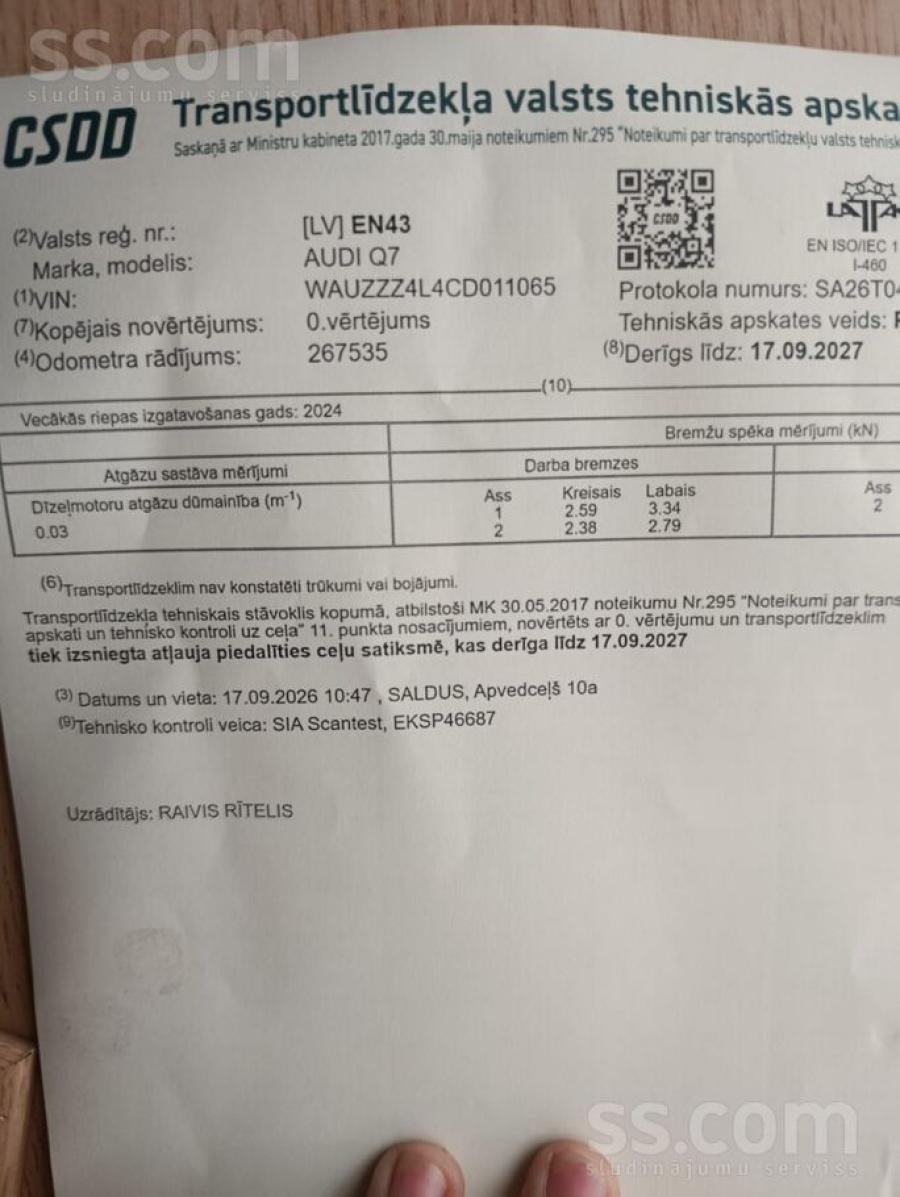 Melns Audi Q7 2011 Saldus, ar dzinēja tilpumu 3.00 L un nobraukumu 258 tūkst. km par 8500 €, foto 11 vietnē AUTOMOTO.COM.LV