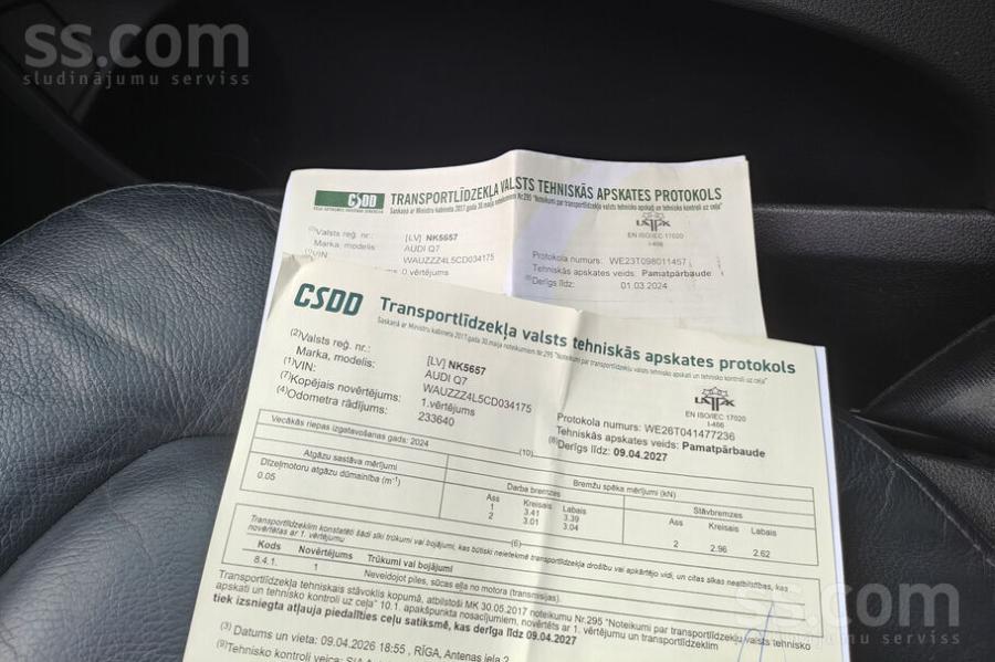 Черный Ауди Ку 7 2012 в Рига, объемом двигателя 3.00 л и пробегом 236 тыс. км за 8900 €, фото 25 на AUTOMOTO.COM.LV