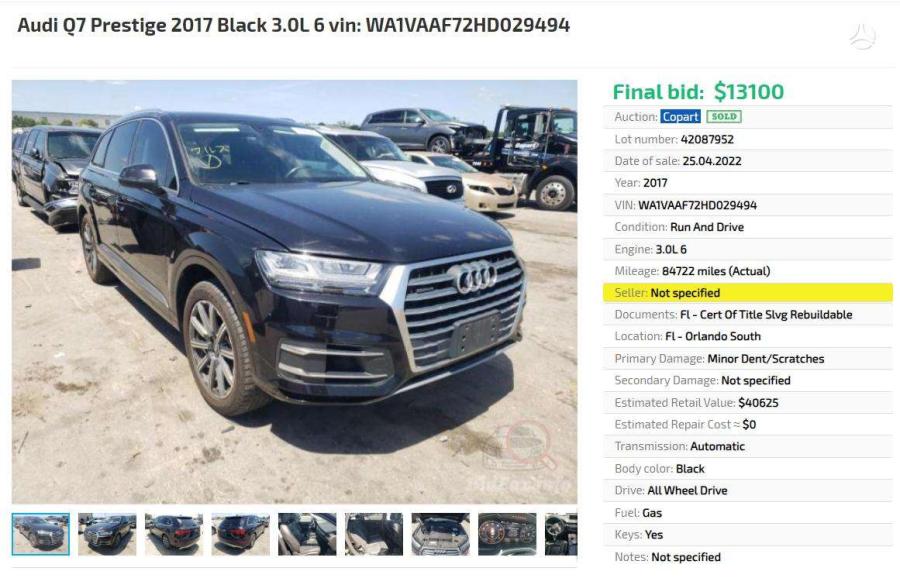 Black Audi Q7 2017 in Vilnius, with an engine capacity of 3.00 L and mileage of 140 thousand km for 22999 €, photo 29 on AUTOMOTO.COM.LV