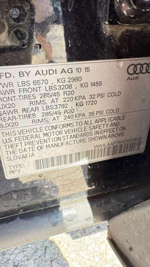 Melns Audi Q7 2017 Ukmergė, ar dzinēja tilpumu 3.00 L un nobraukumu 278 tūkst. km par 12999 €, foto 21 vietnē AUTOMOTO.COM.LV