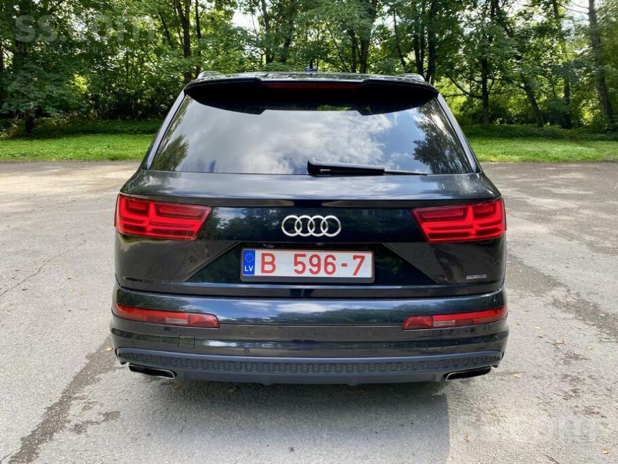 Black Audi Q7 2017 in Riga, with an engine capacity of 3.00 L and mileage of 0 thousand km for 29990 €, photo 7 on AUTOMOTO.COM.LV