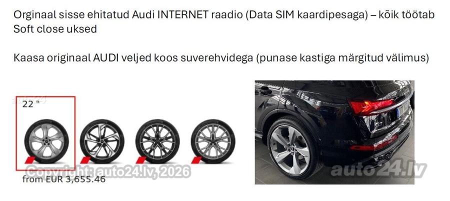 Black Audi Q7 2019 in Tallinn, with an engine capacity of 3.00 L and mileage of 119 thousand km for 48000 €, photo 23 on AUTOMOTO.COM.LV