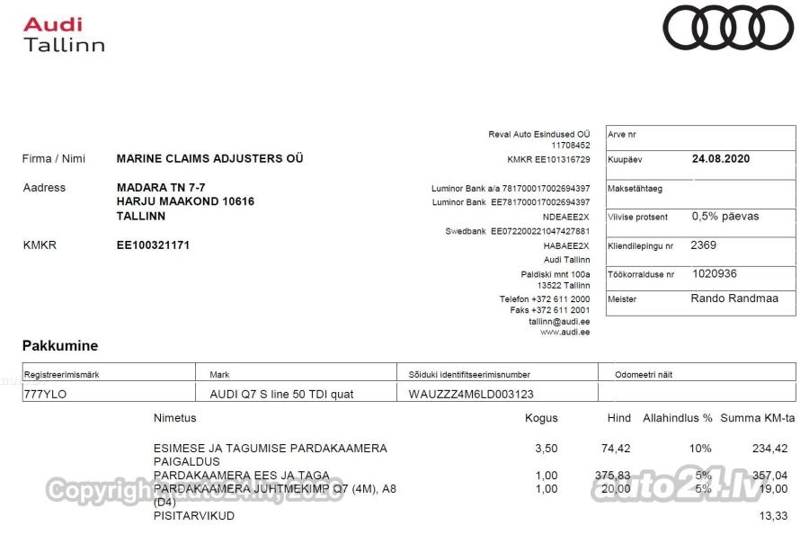 Black Audi Q7 2019 in Tallinn, with an engine capacity of 3.00 L and mileage of 119 thousand km for 48000 €, photo 25 on AUTOMOTO.COM.LV