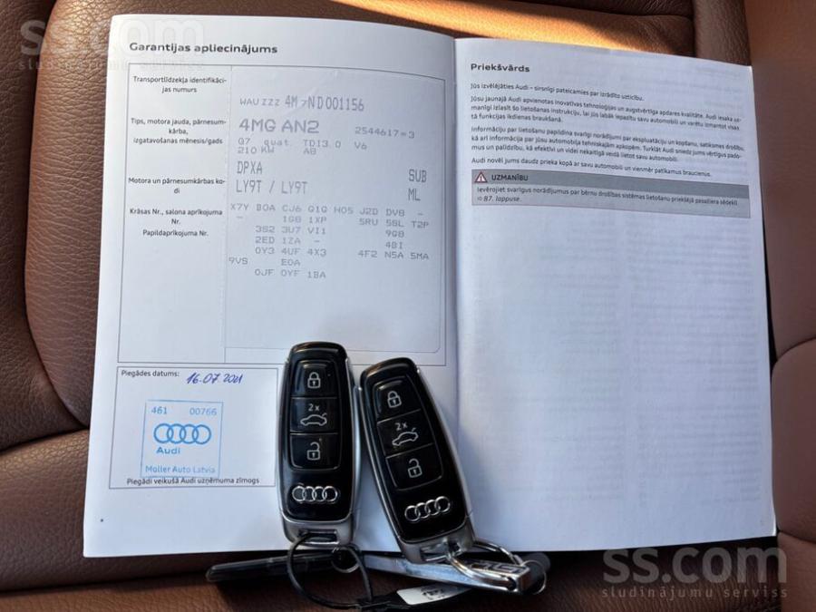 Black Audi Q7 2021 in Riga, with an engine capacity of 3.00 L and mileage of 92 thousand km for 39950 €, photo 32 on AUTOMOTO.COM.LV